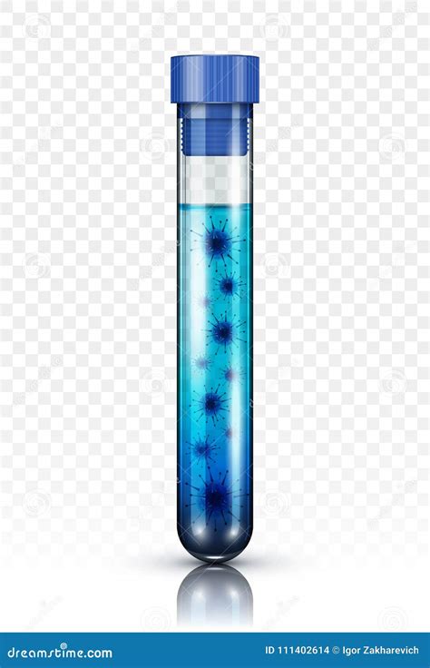 Test Tube With Liquid And Bacterial Cells Stock Illustration