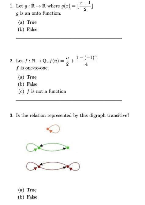 solved 1 1 let g r r where g x 2 g is an onto function