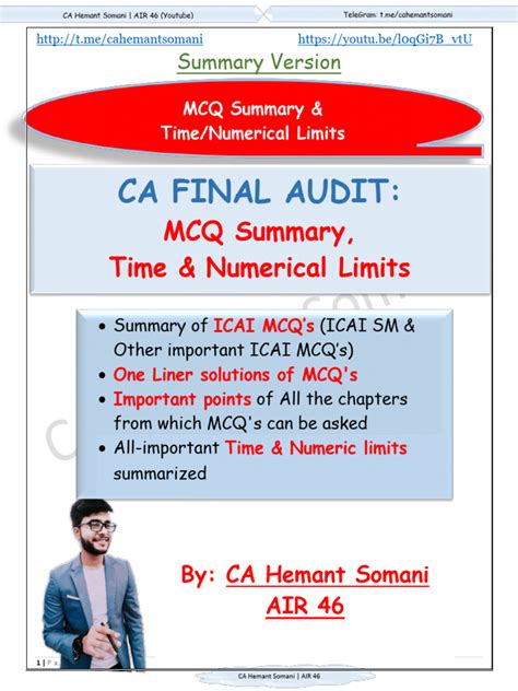 audit mcq summary and numerical limits summary pdf