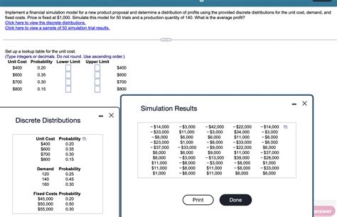 Solved Implement A Financial Simulation Model For A New