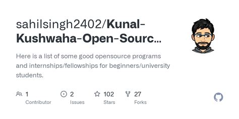 Github Sahilsingh2402kunal Kushwaha Open Source Programs List Here