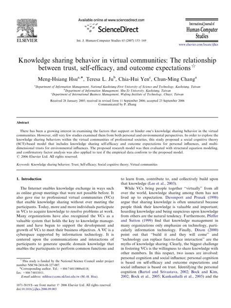 Knowledge Sharing Behavior In Virtual Communities The Relationship