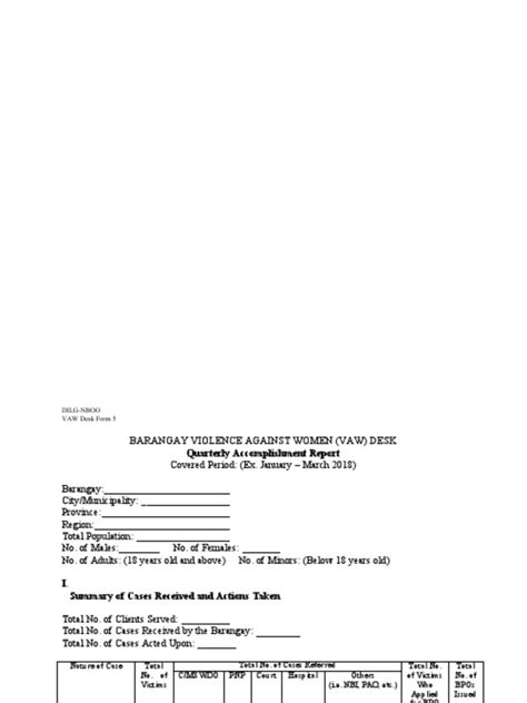 New Format Of Vawc Quarterly Report Pdf