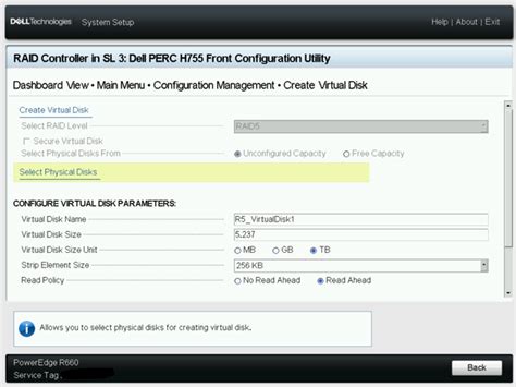 Creating A Virtual Disk And Selecting Raid Type On A Dell Poweredge Server
