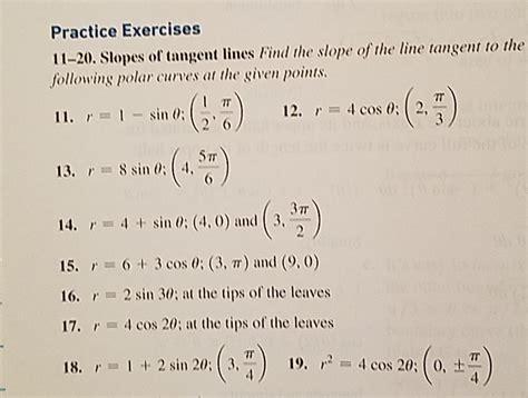 solved practice exercises 11 20 slopes of tangent lines
