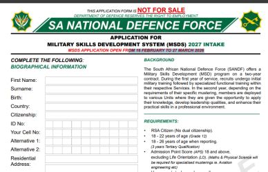 How To Apply For Sandf Msds 2026 Sa Army Navy Air Force And Samhs