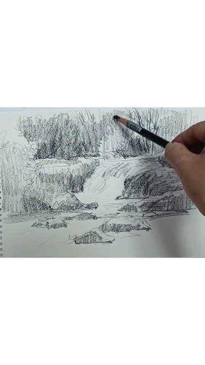 연필 콘테 3b 으로 슥슥슥 계곡 스케치 연필스케치 Drawing Youtube