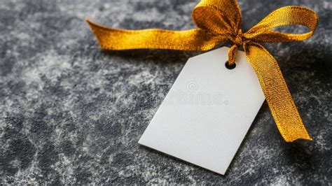A Fragile Beige T Tag Embellished With An Opulent Gold Ribbon Bow
