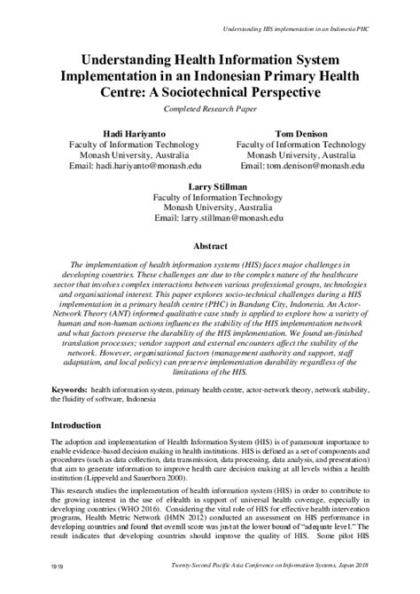 Pdf Understanding Health Information System Implementation In An