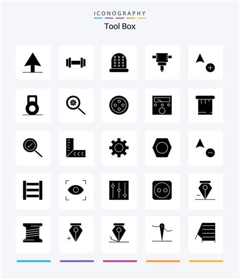 Creative Tools 25 Glyph Solid Black icon pack Such As voltmeter. ampere. cursor. stud. search ...