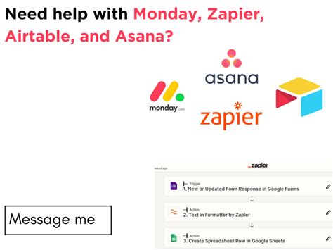 help with monday zapier airtable and asana for project management