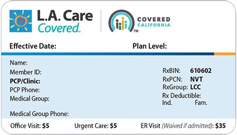 L A Care Covered Id Card L A Care Health Plan
