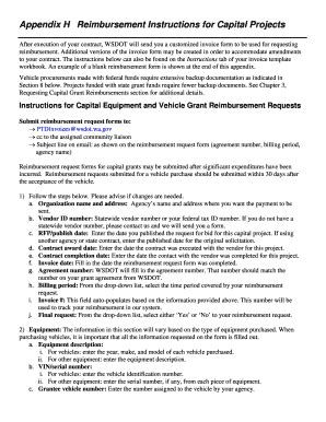 Fillable Online Appendix H Reimbursement Instructions For Capital Projects Fax Email Print