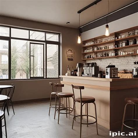 Cozy Modern Café Interior With Natural Light And Rustic Decor Elements