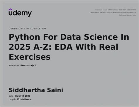 datascience python exploratorydataanalysis eda machinelearning udemy… siddhartha saini