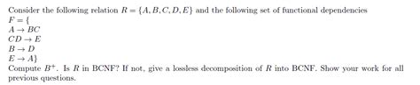 Solved Consider The Following Relation R A B C D E And The Chegg