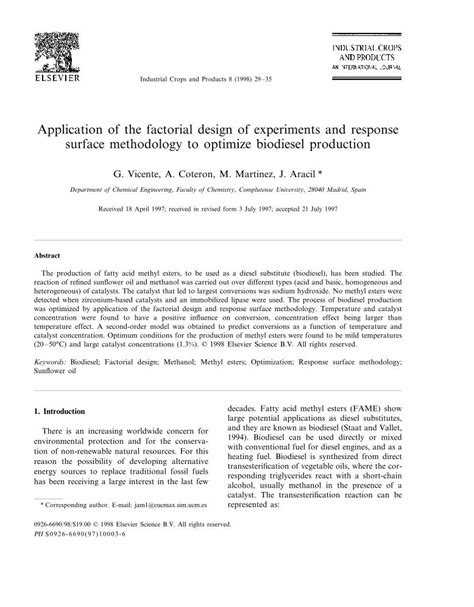 Pdf Application Of The Factorial Design Of Experiments And Response Surface Methodology To