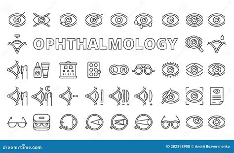 Set Of Ophthalmology Icons In Line Design Eye Vision Glasses Laser