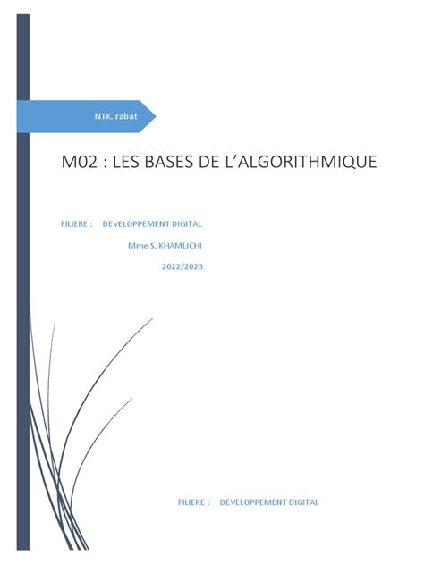 M02 Ch1 Ch2 Ch3 Algo Descargar Gratis Pdf Structure De Contrôle Langage De Programmation