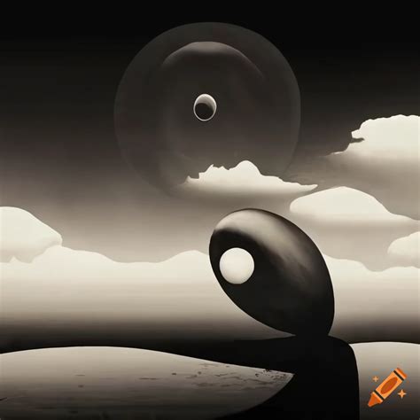 Surrealist Retro 1950 Graphic Art Depicting Rooms Windows And Sky
