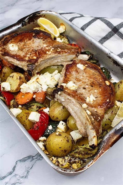 Pork Chops With Roast Vegetables And Feta Felly Bull