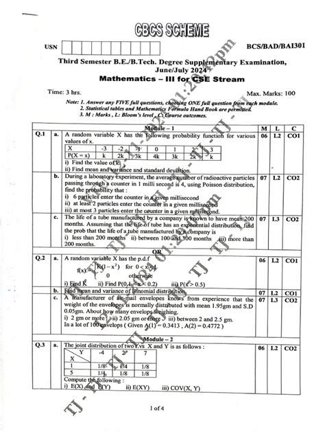 Bcs301 Vtu Question Paper June July 2024 Pdf