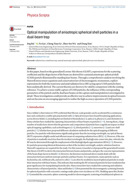 Optical Manipulation Of Anisotropic Spherical Shell Particles In A Dual Beam Trap