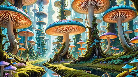 Mushroom Metropolis Fantasy 4k Wallpaper And Sdxl Prompt