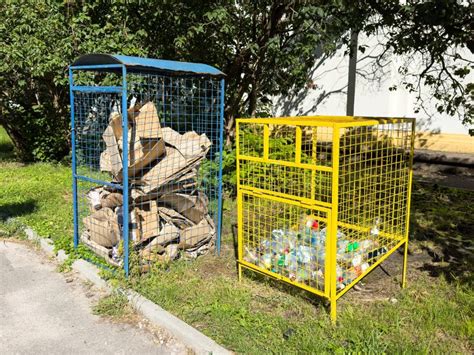 metal mesh separate container for collecting plastic bottles for