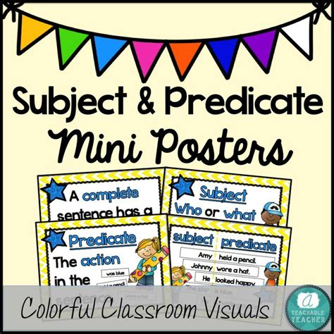 Four Classroom Visuals Mini Posters Subject And Predicate Defines