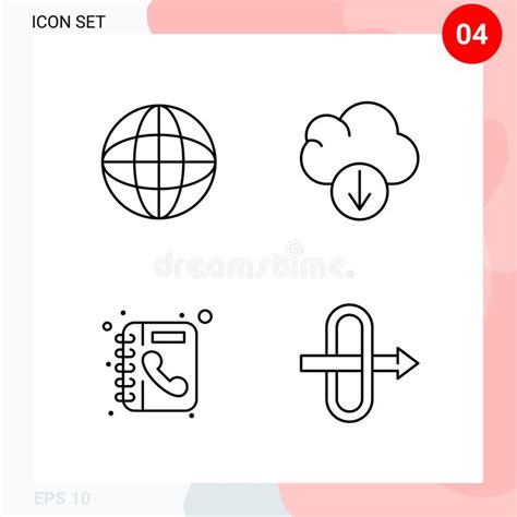 Vector Pack Of 4 Icons In Line Style Creative Outline Pack Isolated On