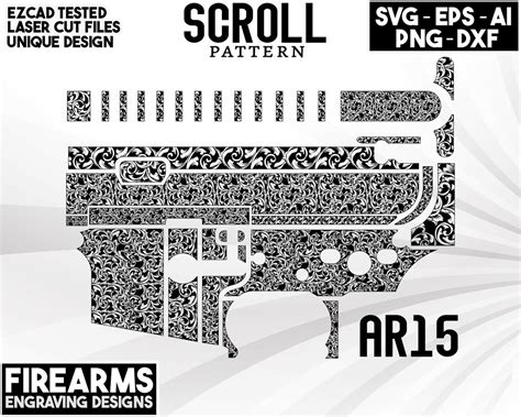 Custom AR Firearms Scroll Work Laser Engraving Design Intricate Vector Art For Rifle Svg
