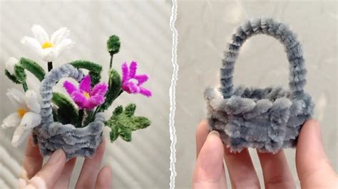 How To Make Flower Basket Diy Pipe Cleaner Youtube