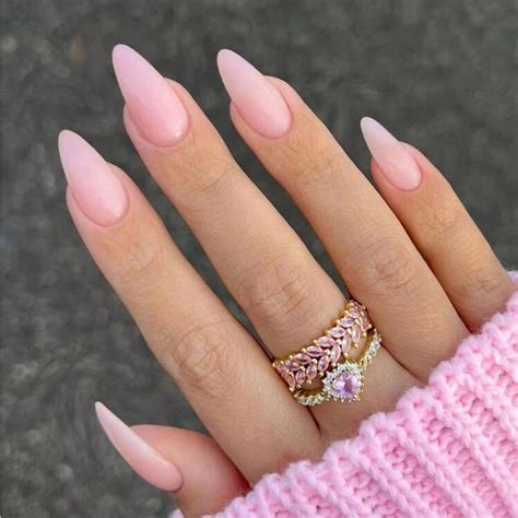 Elevate Your Style With 24pcs Press On Nails Long Almond Pink False