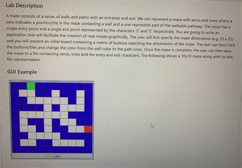 Solved Lab Description A Maze Consists Of A Series Of Walls Chegg