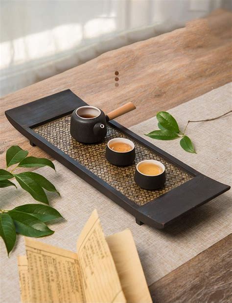 Japanese Tea Table Bamboo Woven Wooden Tea Set Tray Fruit Tray Storage