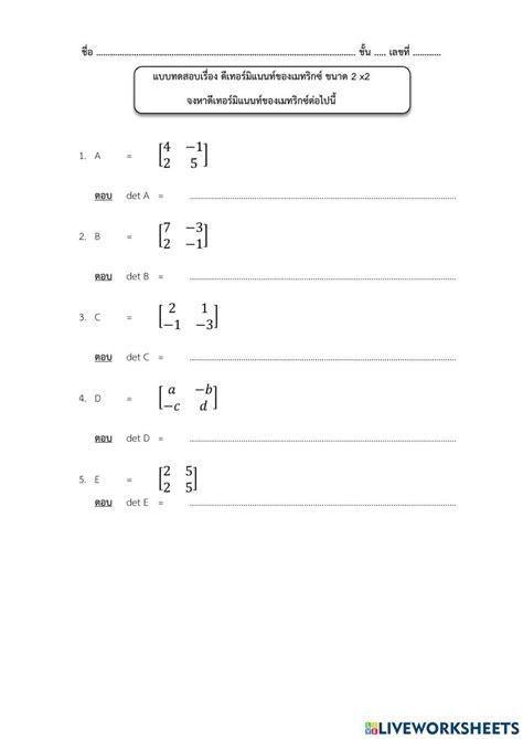 1352195 determinant of matrix 2x2 parichat 52