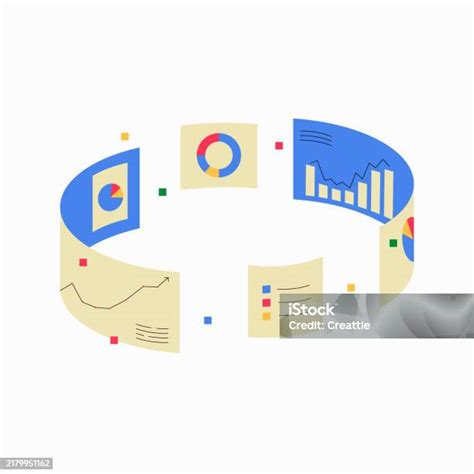 Circular Data Charts And Graphs In Flat Vector Illustration Symbolizing Business Analytics Data
