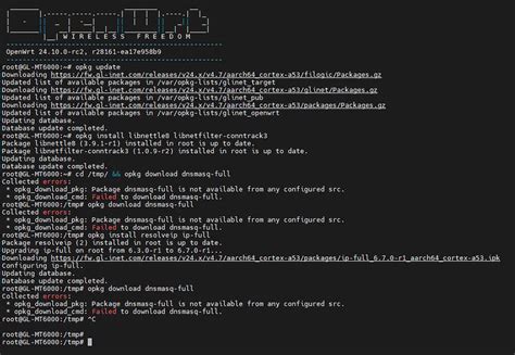 dnsmasq full installation on openwrt 24 10 0 rc2 vpn dns leaks gl