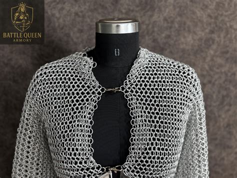 Medieval Lady Knight Chainmail Haubergeon With Steel Middle Corset