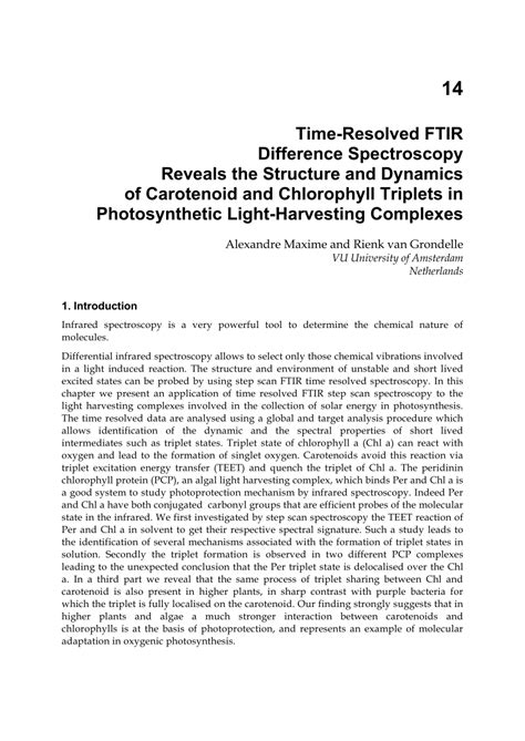 Pdf Time Resolved Ftir Difference Spectroscopy Reveals The Structure And Dynamics Of