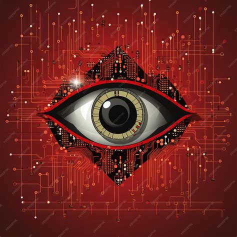 Premium Ai Image Cyber Security Eye On Red Background