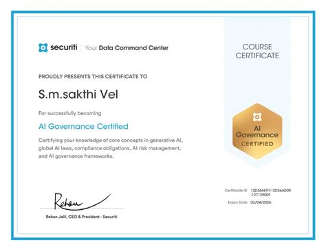 sakthi vel on linkedin aigovernance certification aiethics