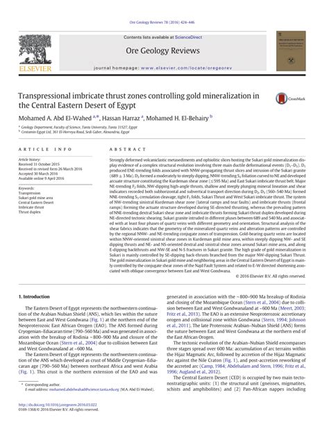 Pdf Transpressional Imbricate Thrust Zones Controlling Gold
