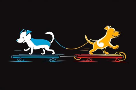 Um Cão A Passear Vetor Premium