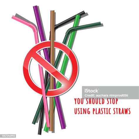 재사용 가능한 금속 마시는 빨대를 선호하는 일회용 플라스틱 마시는 빨대를 말하지 않습니다 0명에 대한 스톡 벡터 아트 및 기타