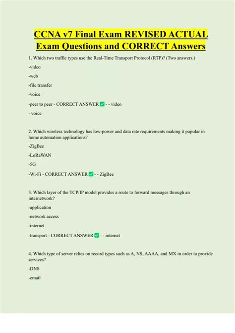 Ccna V7 Final Exam Revised Actual Exam Questions And Correct Answers