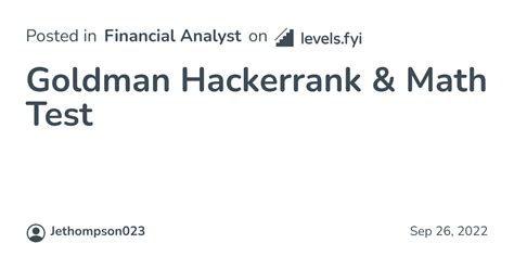 Goldman Hackerrank And Math Test Levelsfyi Community