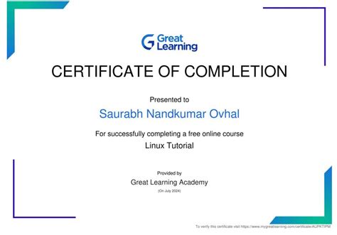 Saurabh Ovhal On Linkedin Linux Greatlearning Certification
