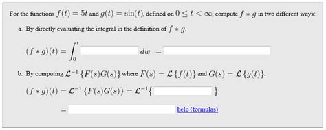 For The Functions F T 5t And G T Sin T